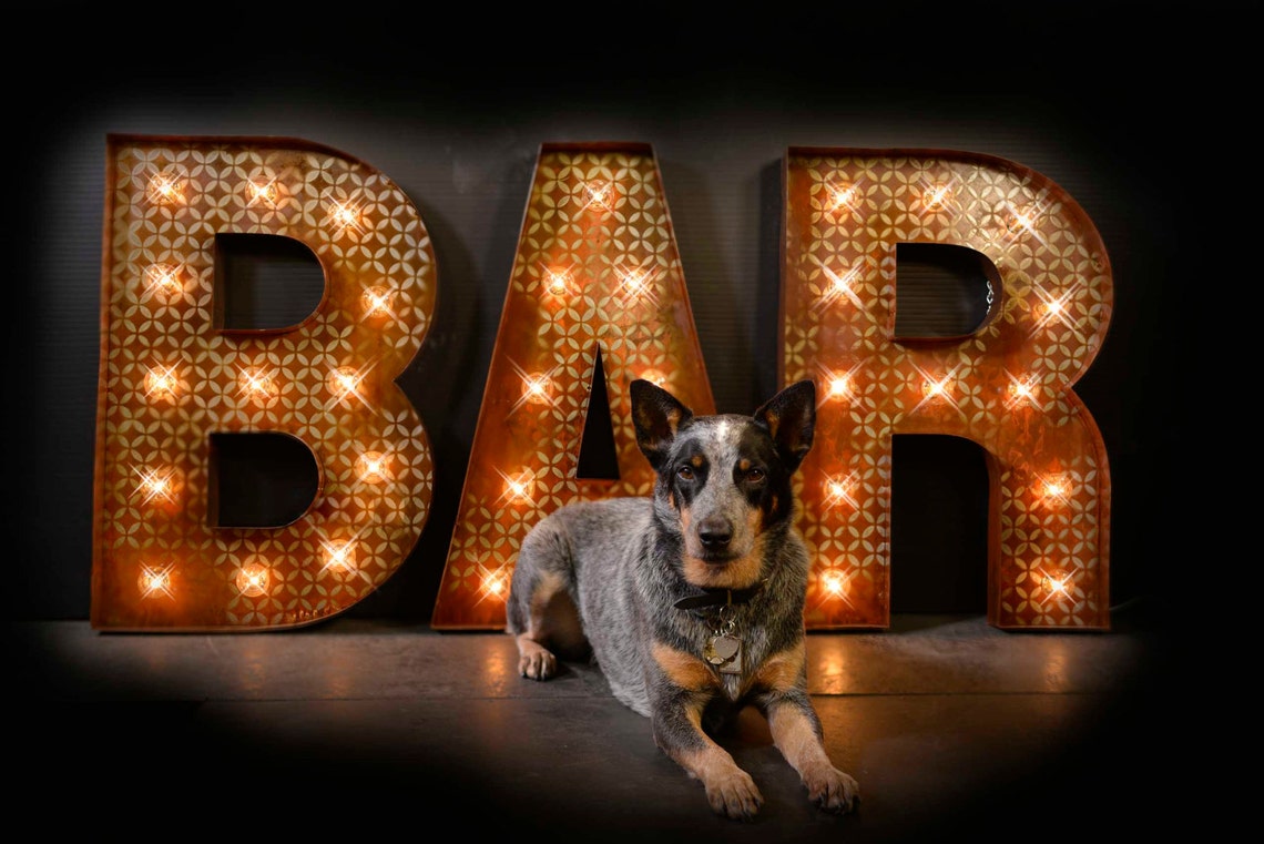 BAR Letter Package Bar Sign Cafe Sign Lighted Metal Marquee - Etsy