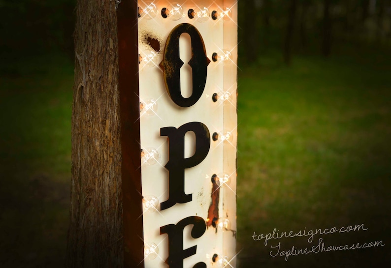 Open Sign Vintage Style Vertical Marquee Open Sign Lighted - Etsy