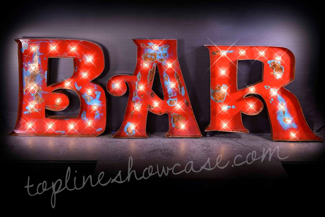 30"h BAR Marquee Signs, Marquee Letters, Marquee Lights, Vintage ...