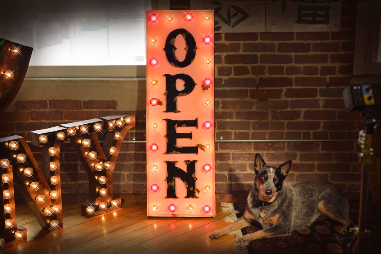 Open Sign, Vintage Style Vertical Marquee Open Sign, Lighted Metal ...