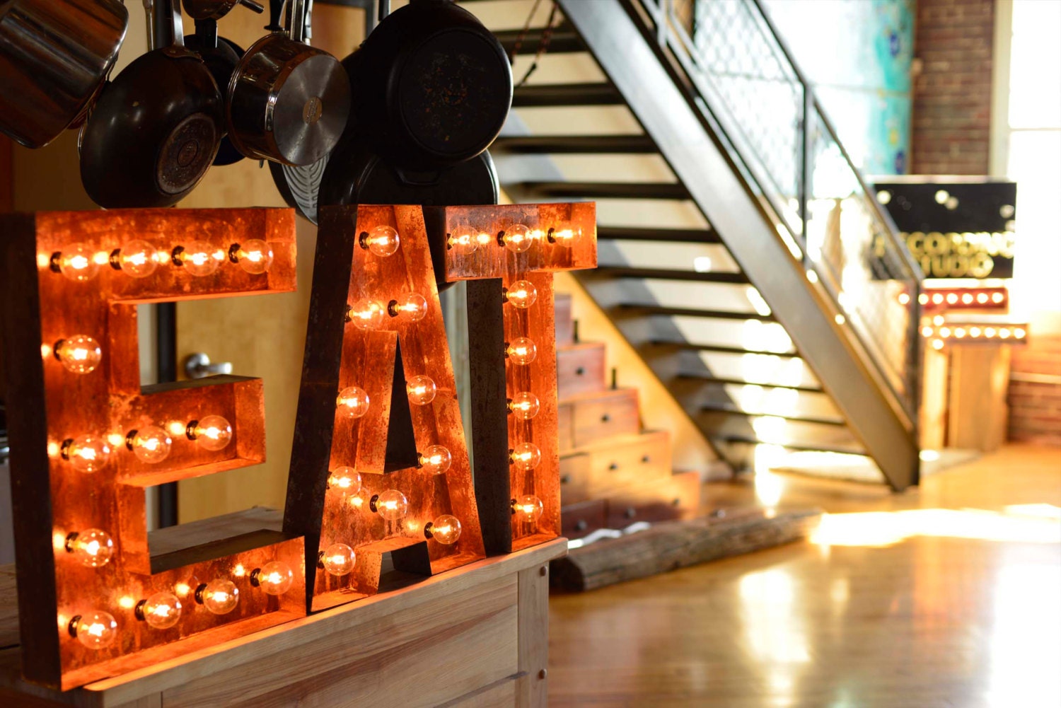 36 Eat letter Eat sign Cafe sign Lighted Metal | Etsy