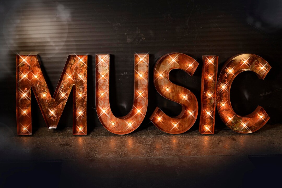 Music Marquee Sign, Music Lighted Metal MARQUEE SIGN, Carnival Marquee ...