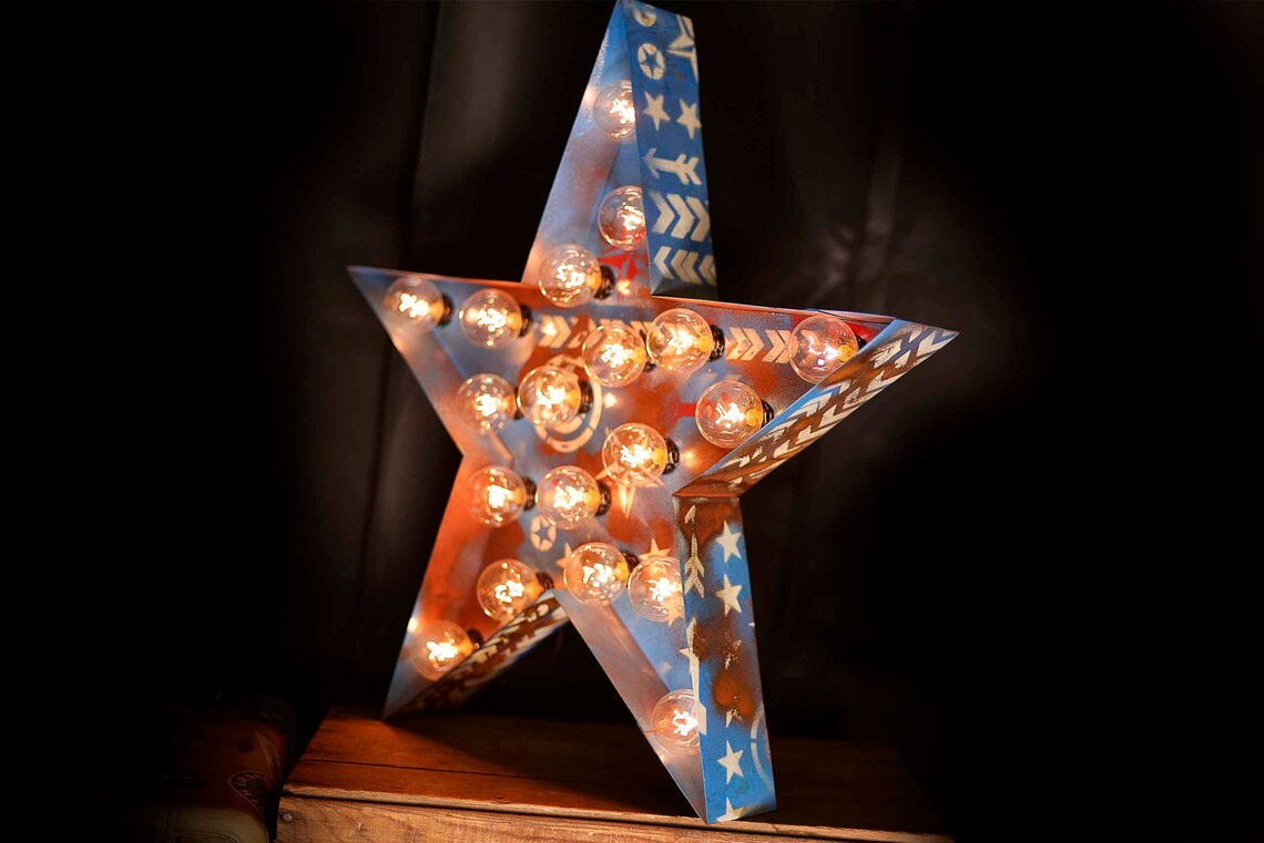 Americana Star Marquee Star Marquee Letter Lighted Metal - Etsy