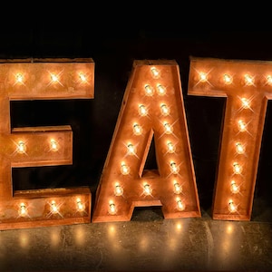 36" Eat Letter, Eat Sign, Cafe Sign, Lighted Metal MARQUEE SIGN Marquee ...