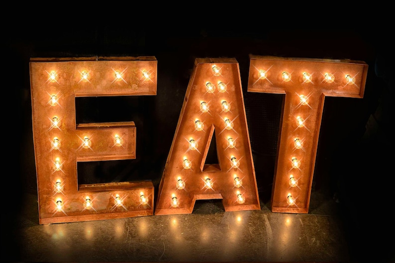 Custom Signs Eat Letter Eat Sign Cafe Sign Lighted Metal | Etsy