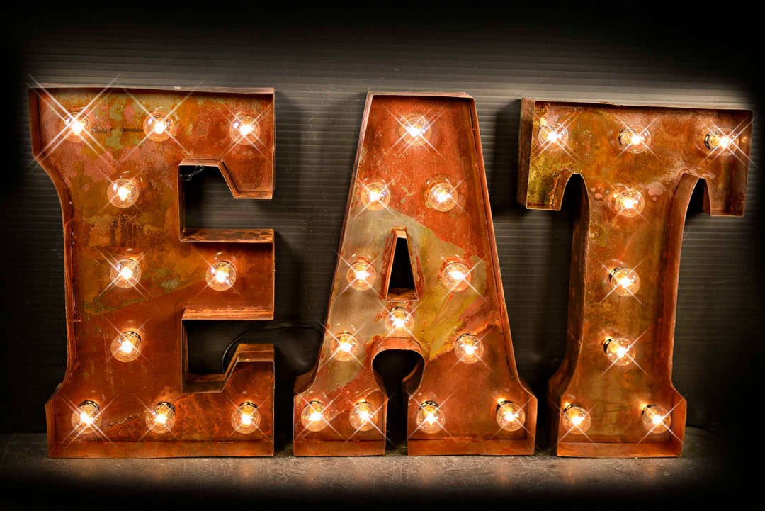 Eat Letter, Eat Sign, Cafe Sign, Lighted Metal MARQUEE SIGN Marquee ...
