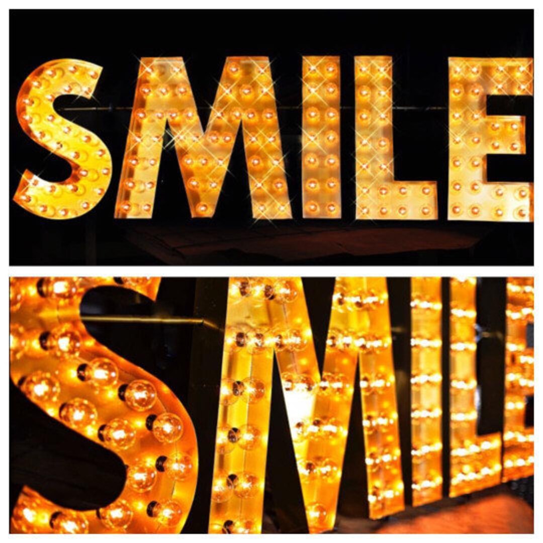 Custom Signs, Neon Signs, Neon, SMILE Marquee Sign, Lighted Metal ...