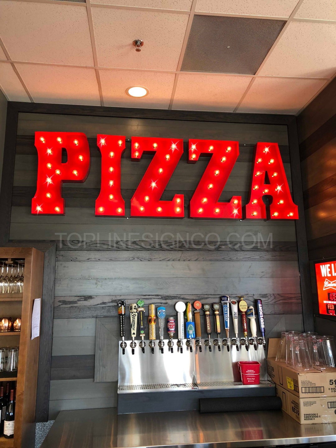 PIZZA Sign, Custom Signs, Marquee Letter, Marquee Light, Marquee Letter ...