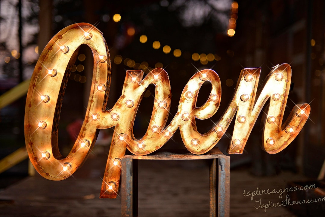 Custom Signs, Open Sign, Marquee Open Sign, Marquee OPEN, Marquee Sign ...