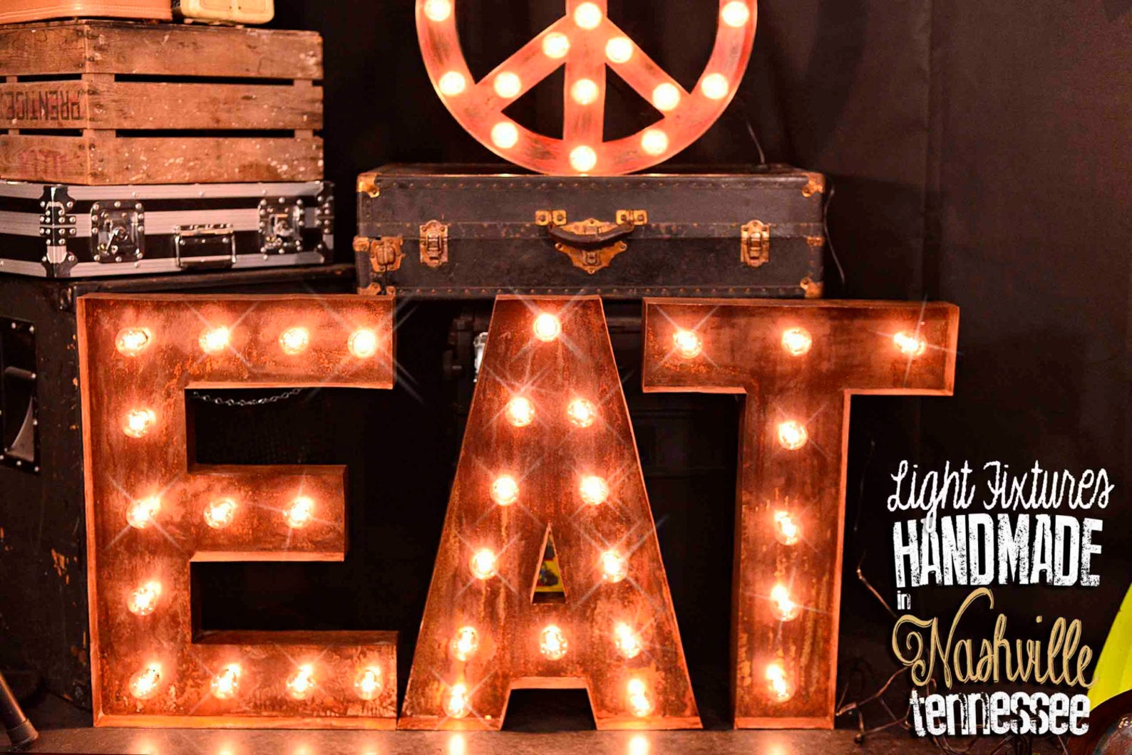 Eat Letter, Eat Sign, Cafe Sign, Lighted Metal MARQUEE SIGN Marquee ...