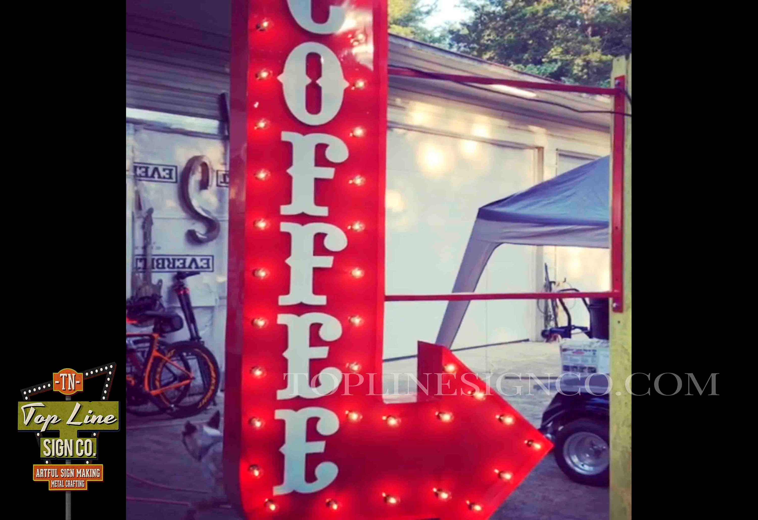 Coffee Arrow, Custom Signs, Neon Signs, Custom Coffee Marquee Arrow ...