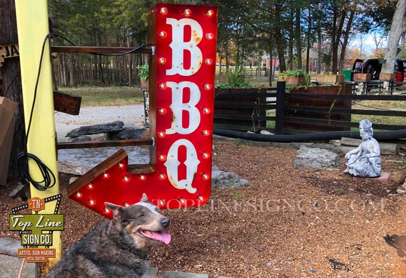 Custom Signs, Neon Signs, Neon, Custom BBQ Vintage Marquee Arrow, Arrow ...