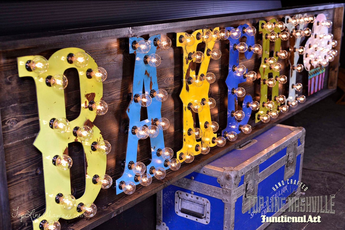 Custom Marquee Sign 2'x8' Custom Signs LIGHTED METAL | Etsy