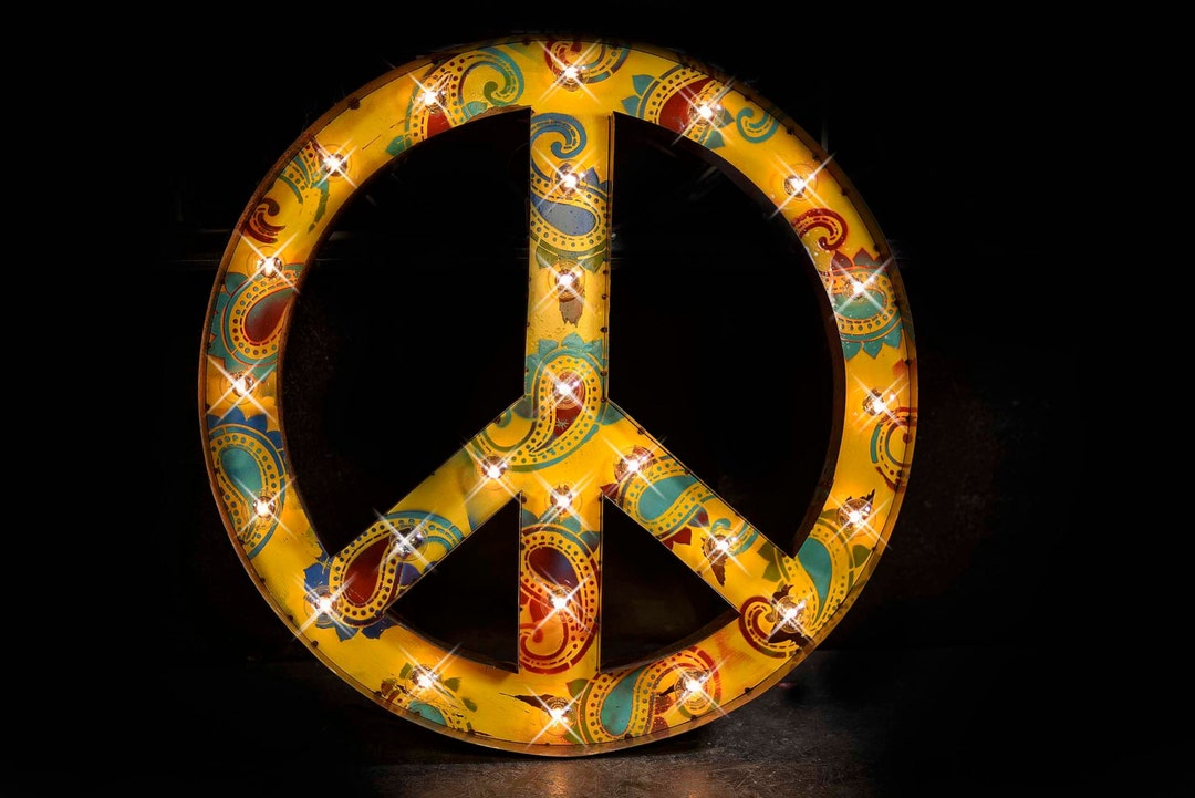 Marquee Letter, Paisley Peace Marquee Sign, Marquee Star, Lighted Metal ...