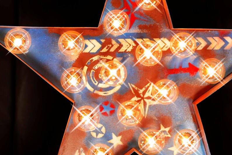 Americana Star Marquee Star Marquee Letter Lighted Metal - Etsy