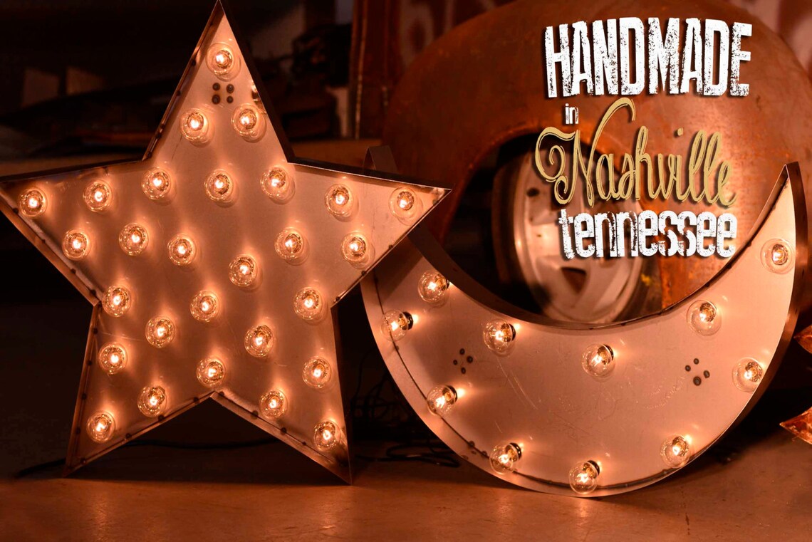 Marquee Star Marquee Crescent Marquee Letter Lighted Metal - Etsy