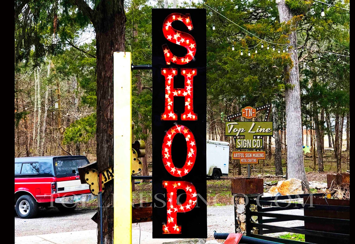SHOP Blade Sign, Neon Signs, Marquee Sign, Retail Sign, Marquee ...