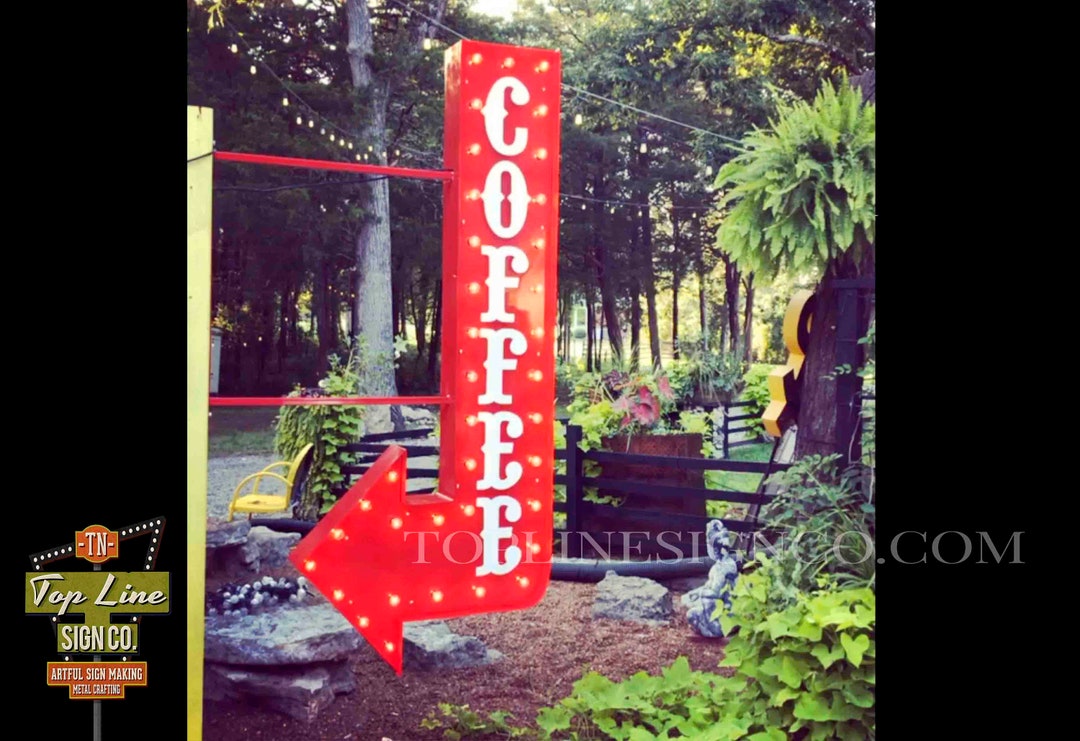 Coffee Arrow, Custom Signs, Neon Signs, Custom Coffee Marquee Arrow ...