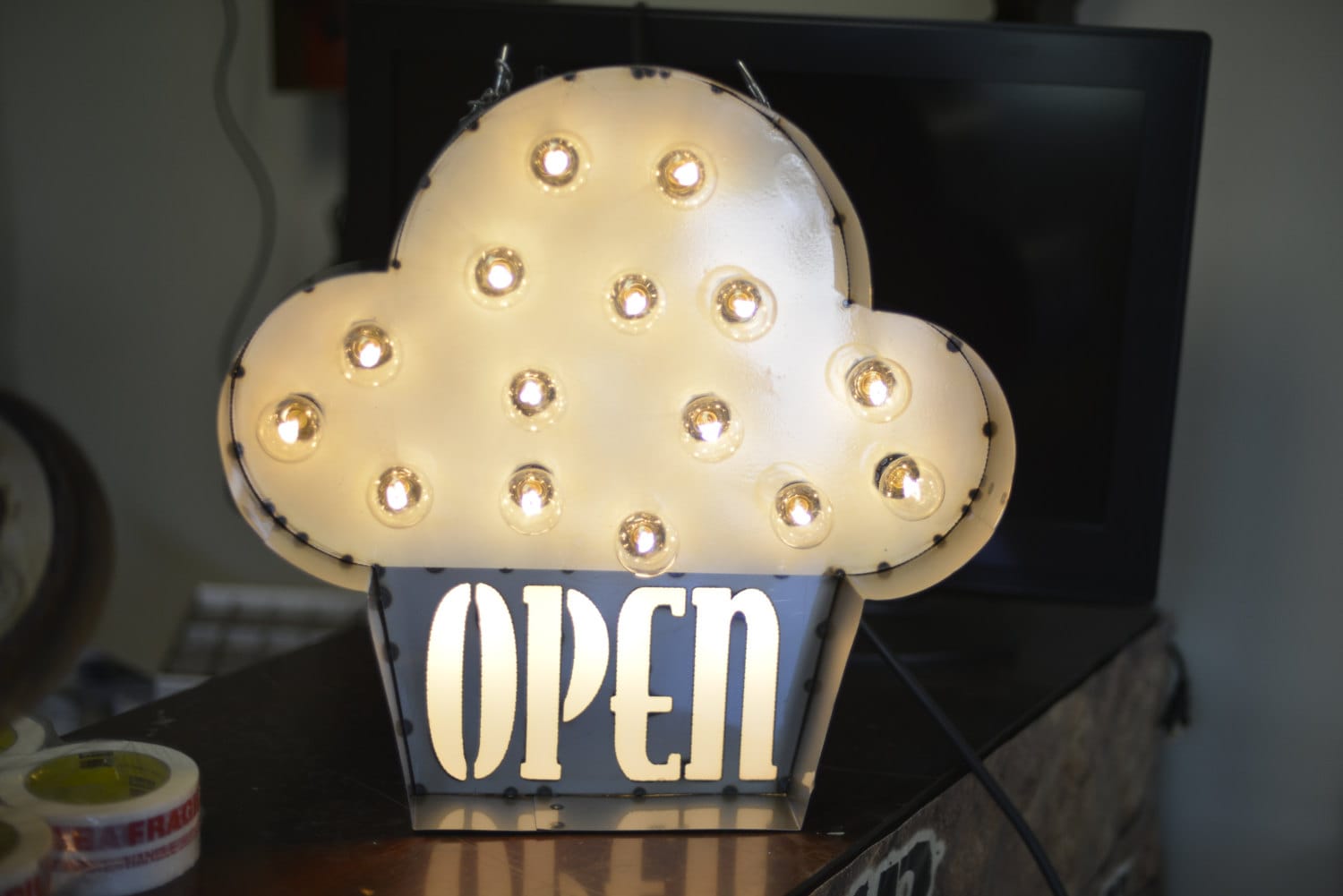 Open Sign Marquee Cupcake Open Sign Lighted Metal MARQUEE - Etsy
