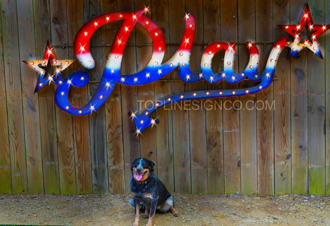 Play Sign, Custom Signs, Marquee Signs, Bombpopfinish, Arrows, Business ...