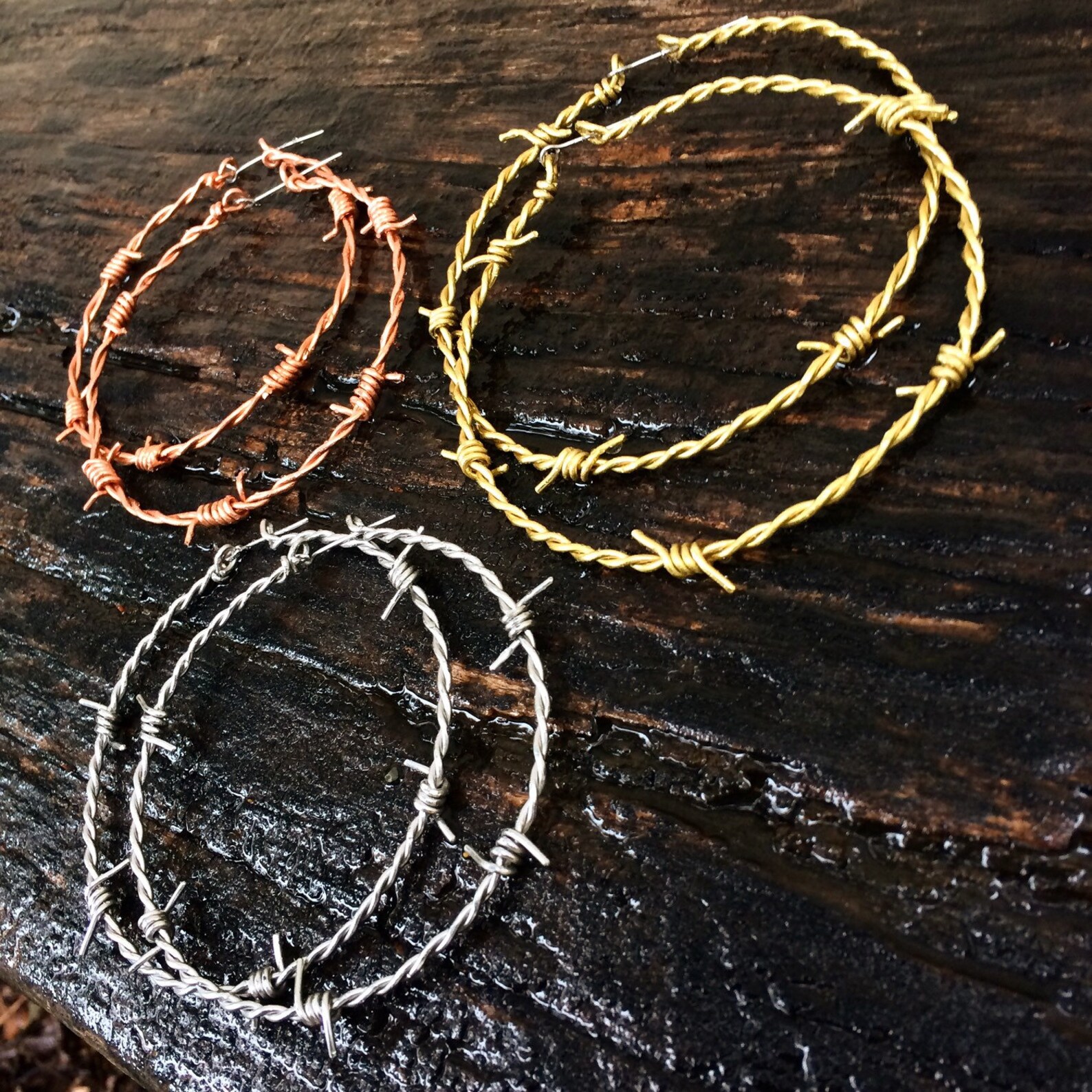 Custom Barbed Wire Hoop Earrings Pick Size & Color Thicker - Etsy
