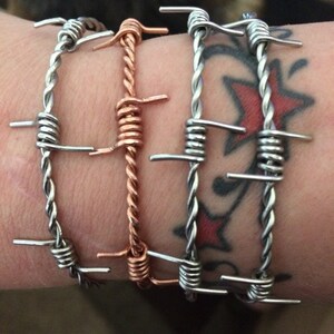 Barbed Wire Cuff Bracelet - Stainless Steel, Copper or Black - Etsy