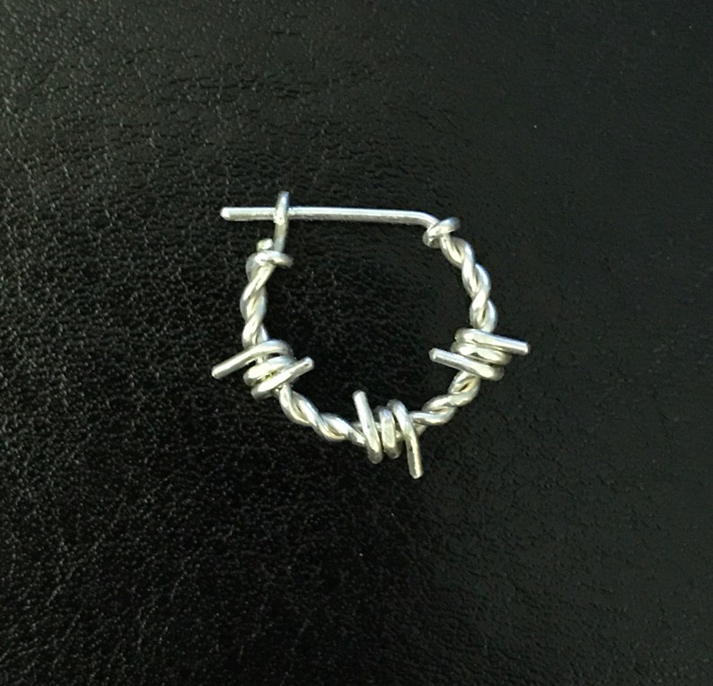 Extra Small Sized Sterling Silver Barbed Wire Earring - Men/women ...