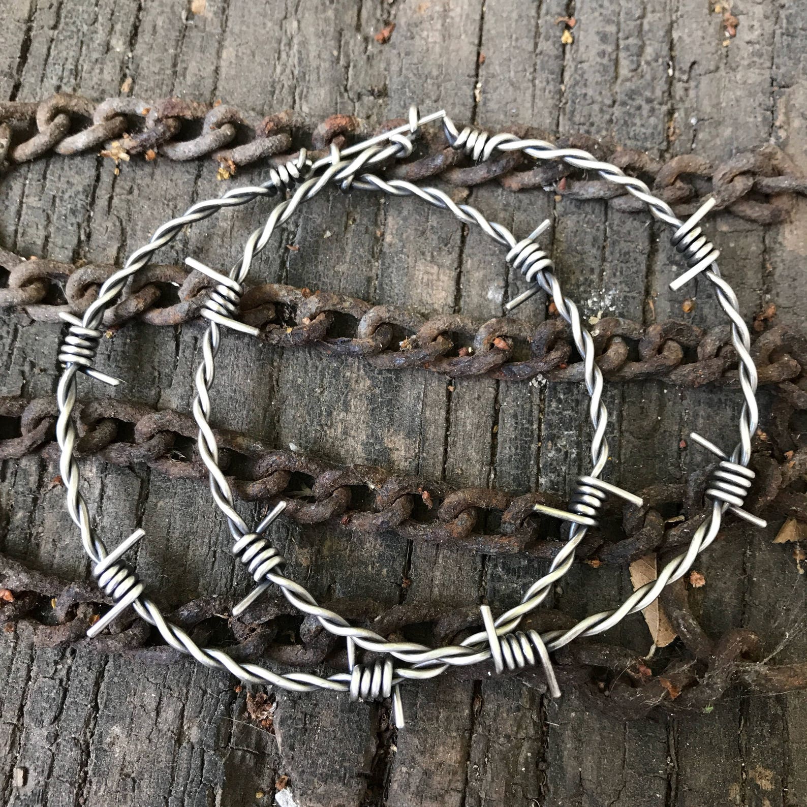 Custom Barbed Wire Hoop Earrings Pick Size & Color Thicker - Etsy