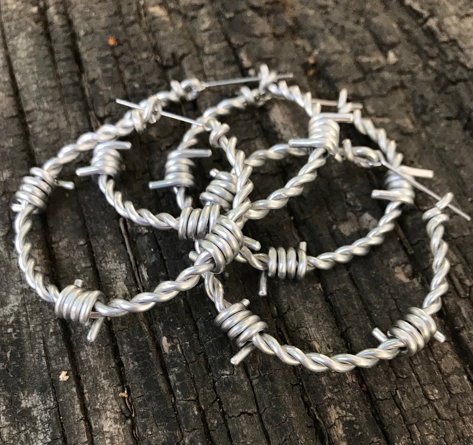 Ultra Lightweight 1 1/2 Inch Barbed Wire Hoop Earrings | Etsy