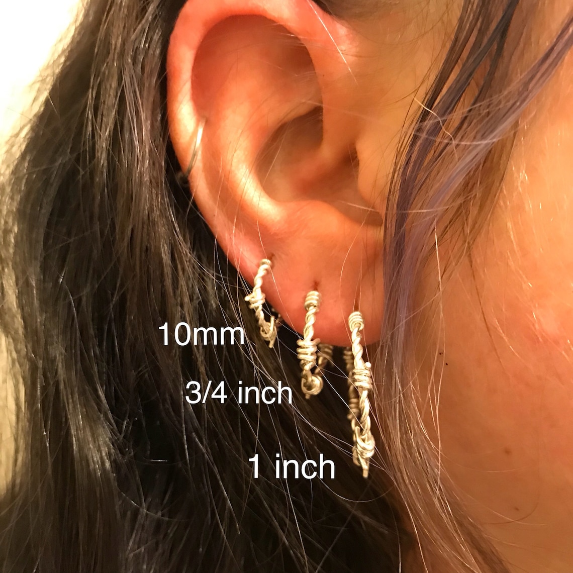 Extra Small Sized Sterling Silver Barbed Wire Earring - Etsy