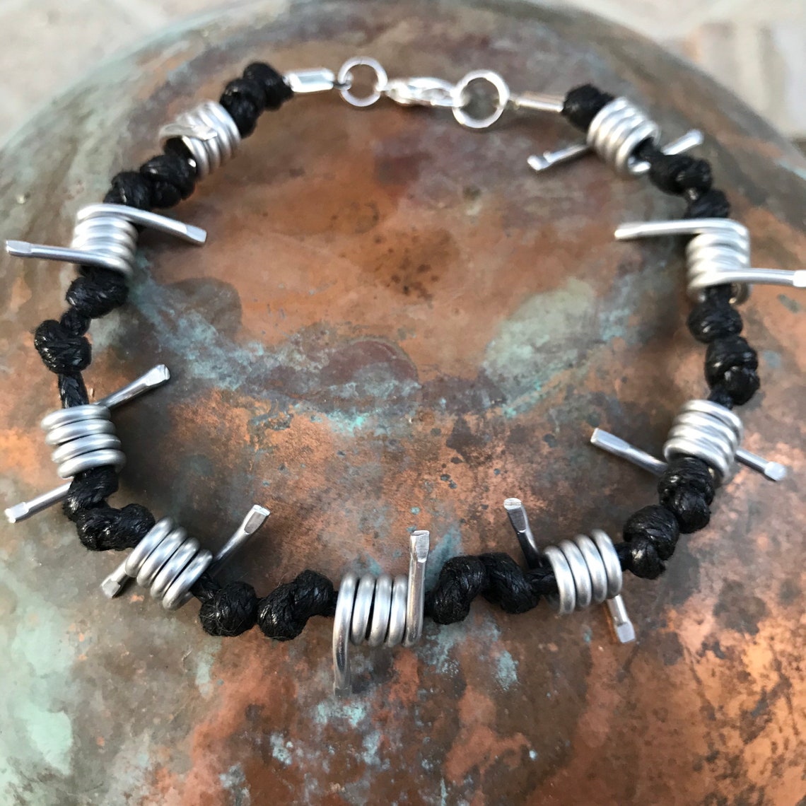 Black Cord Barbed Wire Bracelet for Men or Women - Etsy