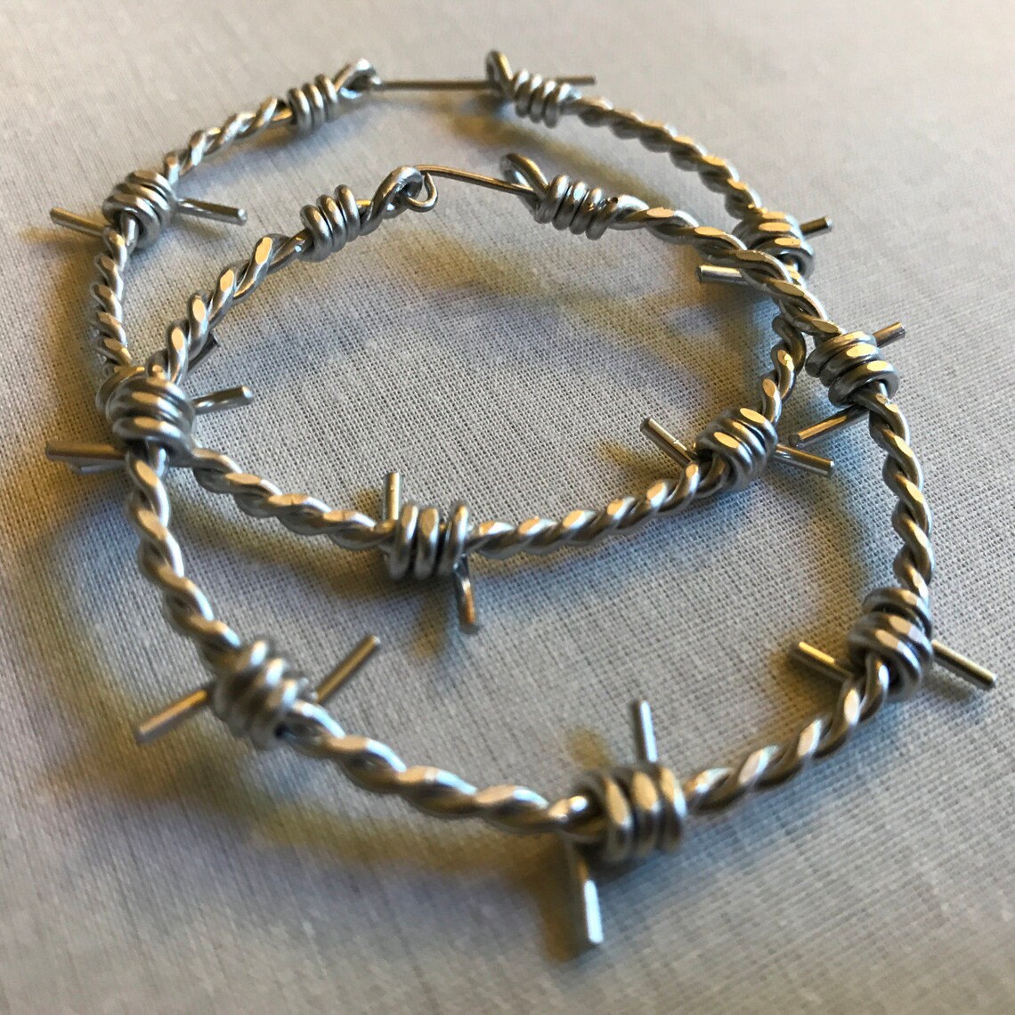 Large Weightless Barbed Wire Hoop Earrings 2 1/4 Inch Silver - Etsy