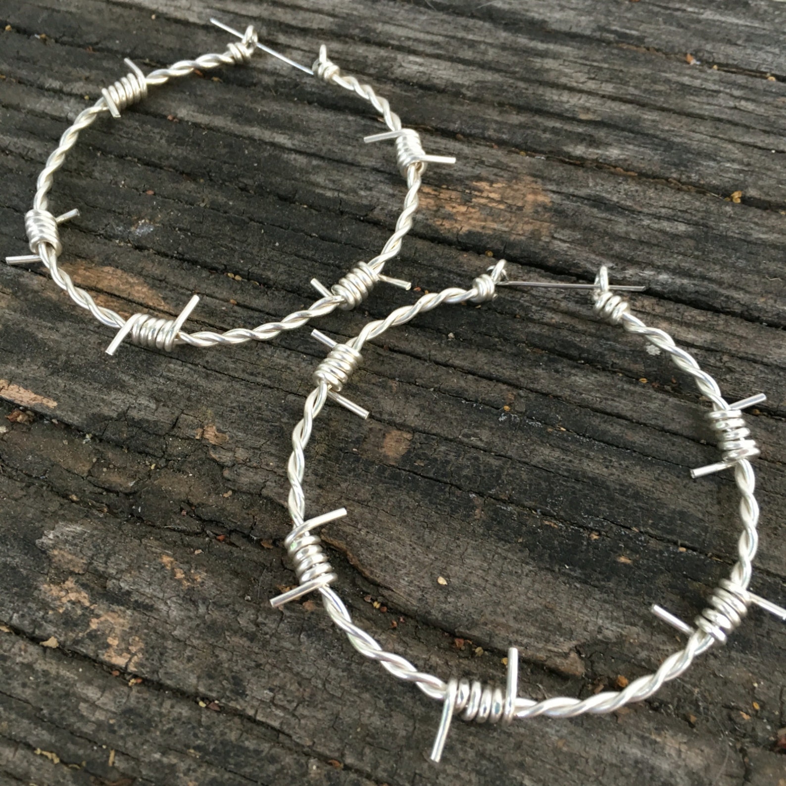 Custom Barbed Wire Hoop Earrings Pick Size & Color Thicker - Etsy
