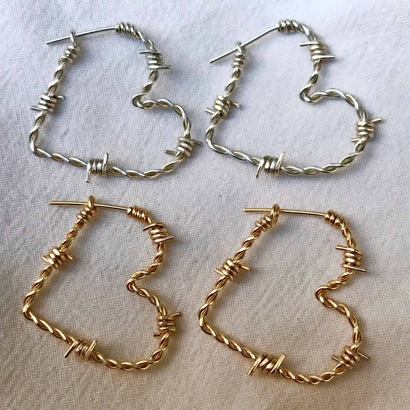 1 Inch Barbed Wire Hoops Gold 14kgf - Etsy