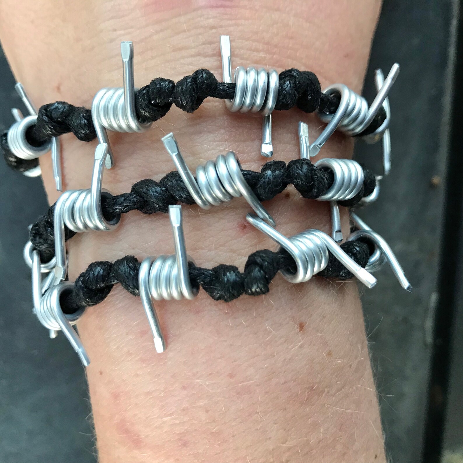 Black Cord Barbed Wire Bracelet for Men or Women - Etsy