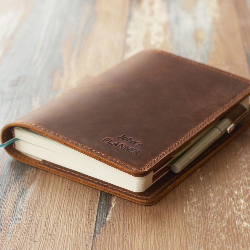 Daily Planner Leather Cover - Etsy UK