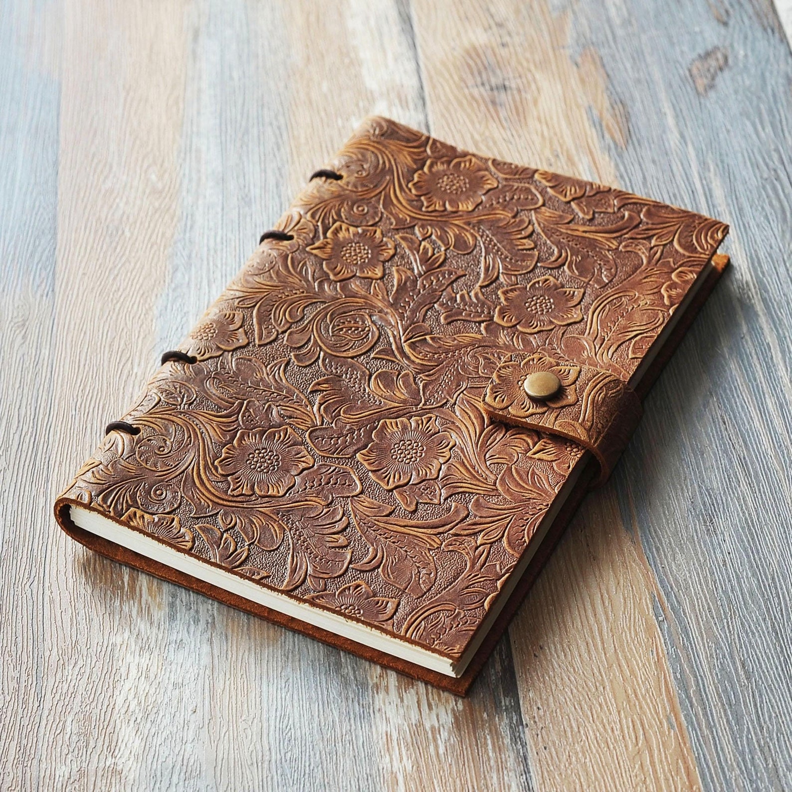Personalized Leather Journal Refillable, Writing Notebook, Lay Flat ...