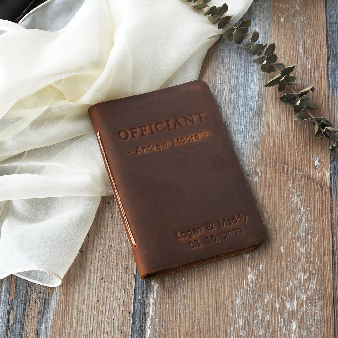 Personalized Officiant Notebook, Custom Luxury Leather Cover Note Book ...