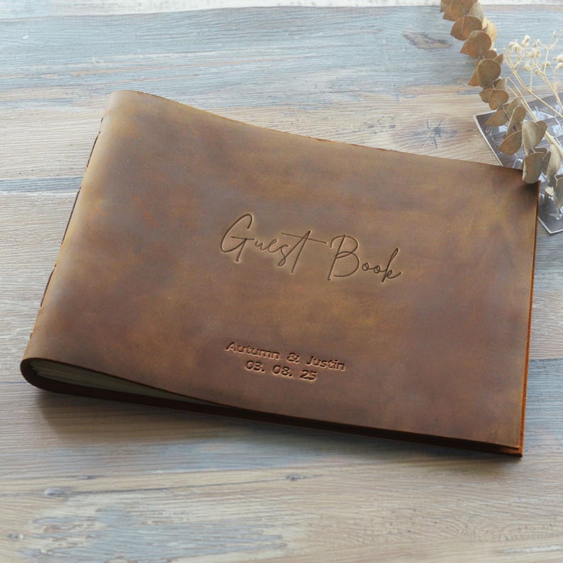 Personalized Leather Guest Book, Personalized Wedding Reception ...