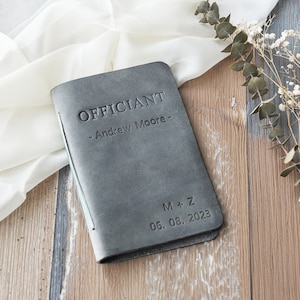 Personalized Officiant Notebook, Custom Luxury Leather Cover Note Book ...