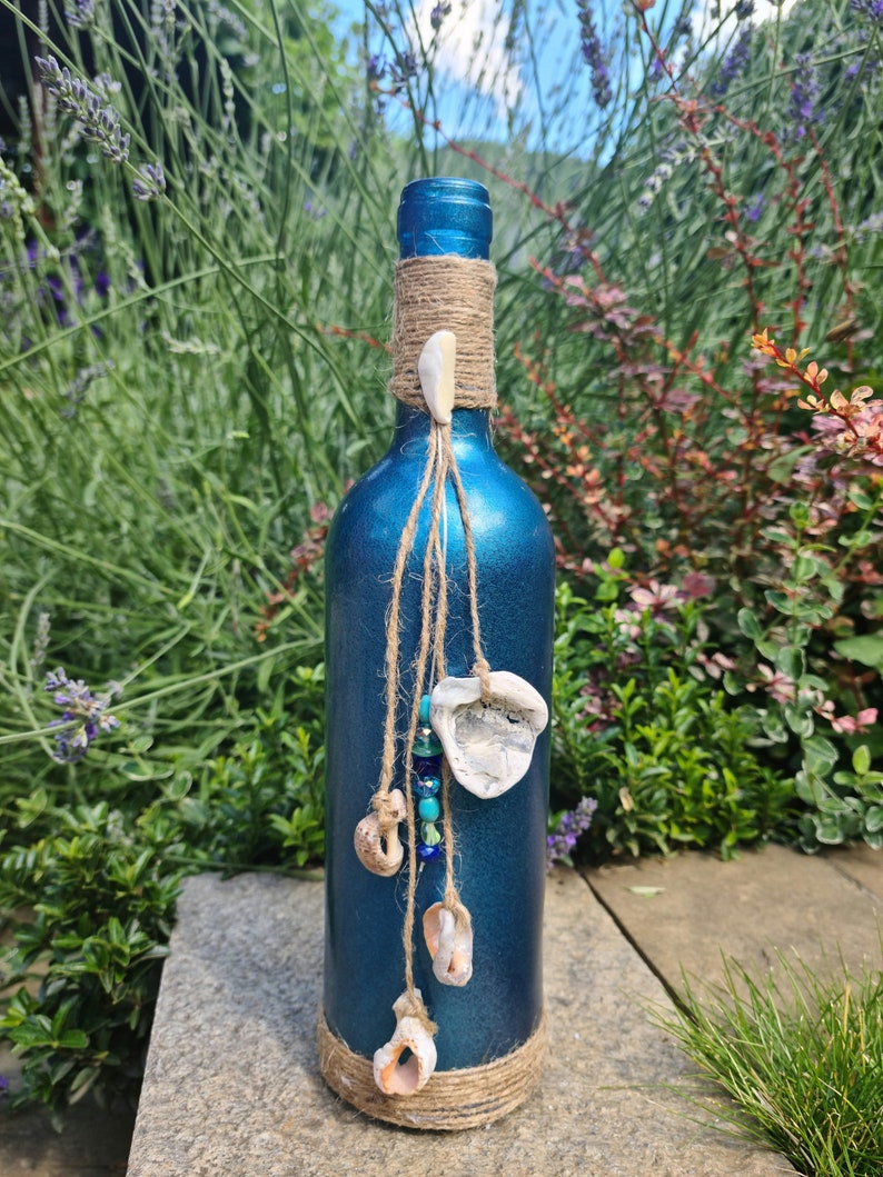 Beach Bottle Hand Decorated Bottle Beach Decor Ocean Vase - Etsy