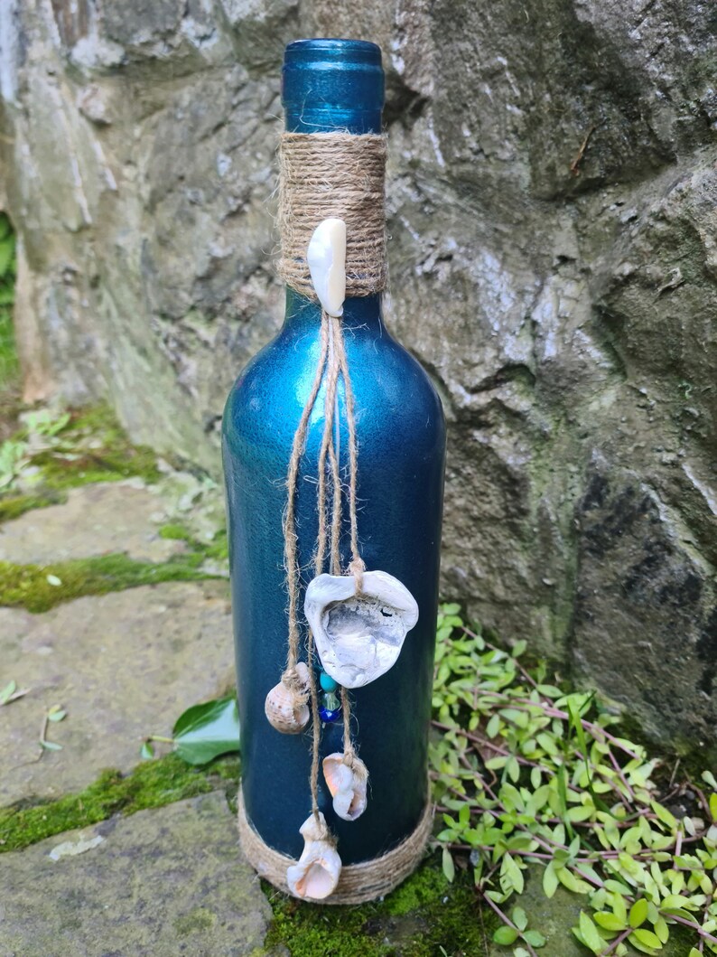 Beach Bottle Hand Decorated Bottle Beach Decor Ocean Vase - Etsy