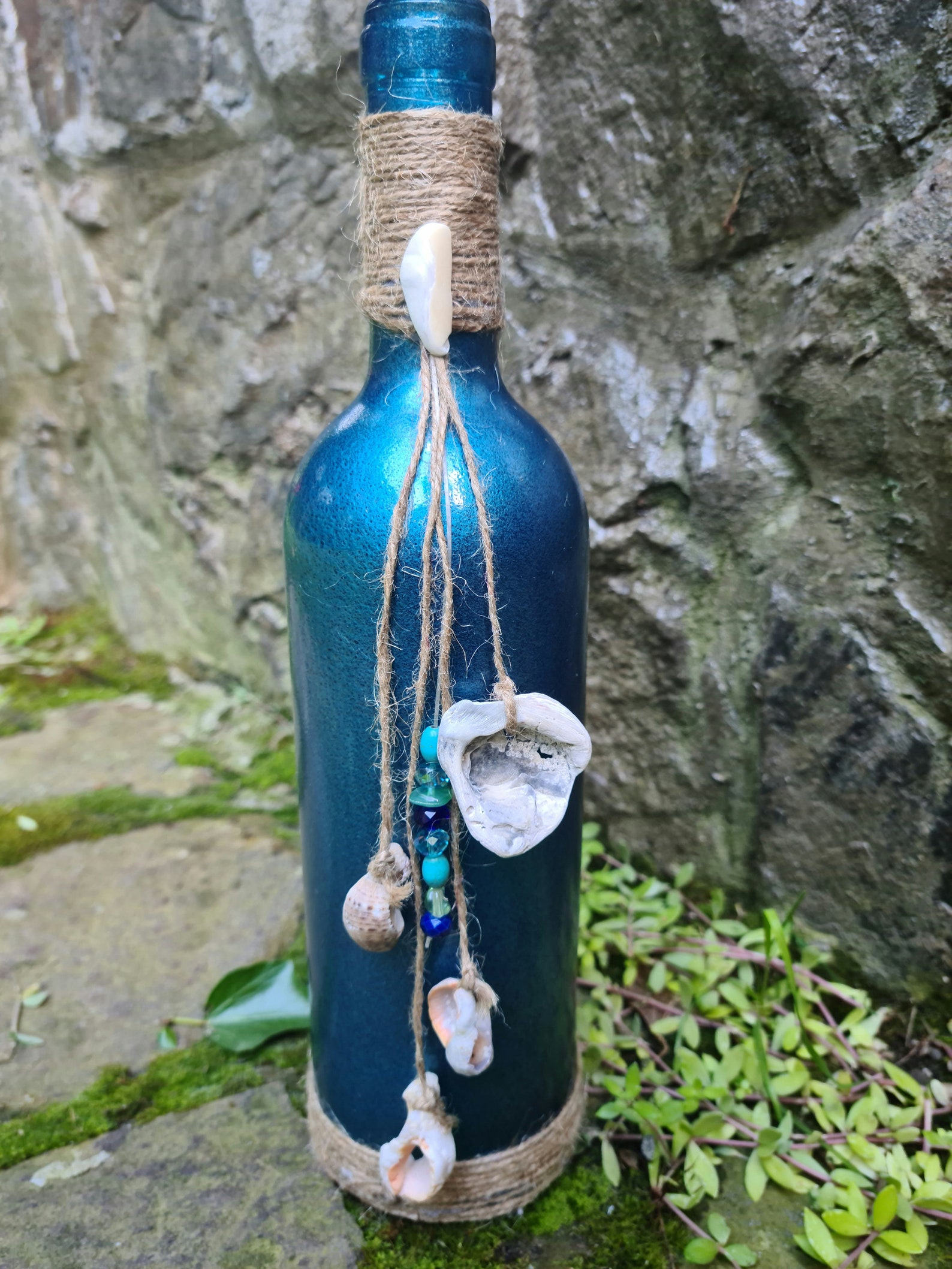 Beach Bottle Hand Decorated Bottle Beach Decor Ocean Vase - Etsy