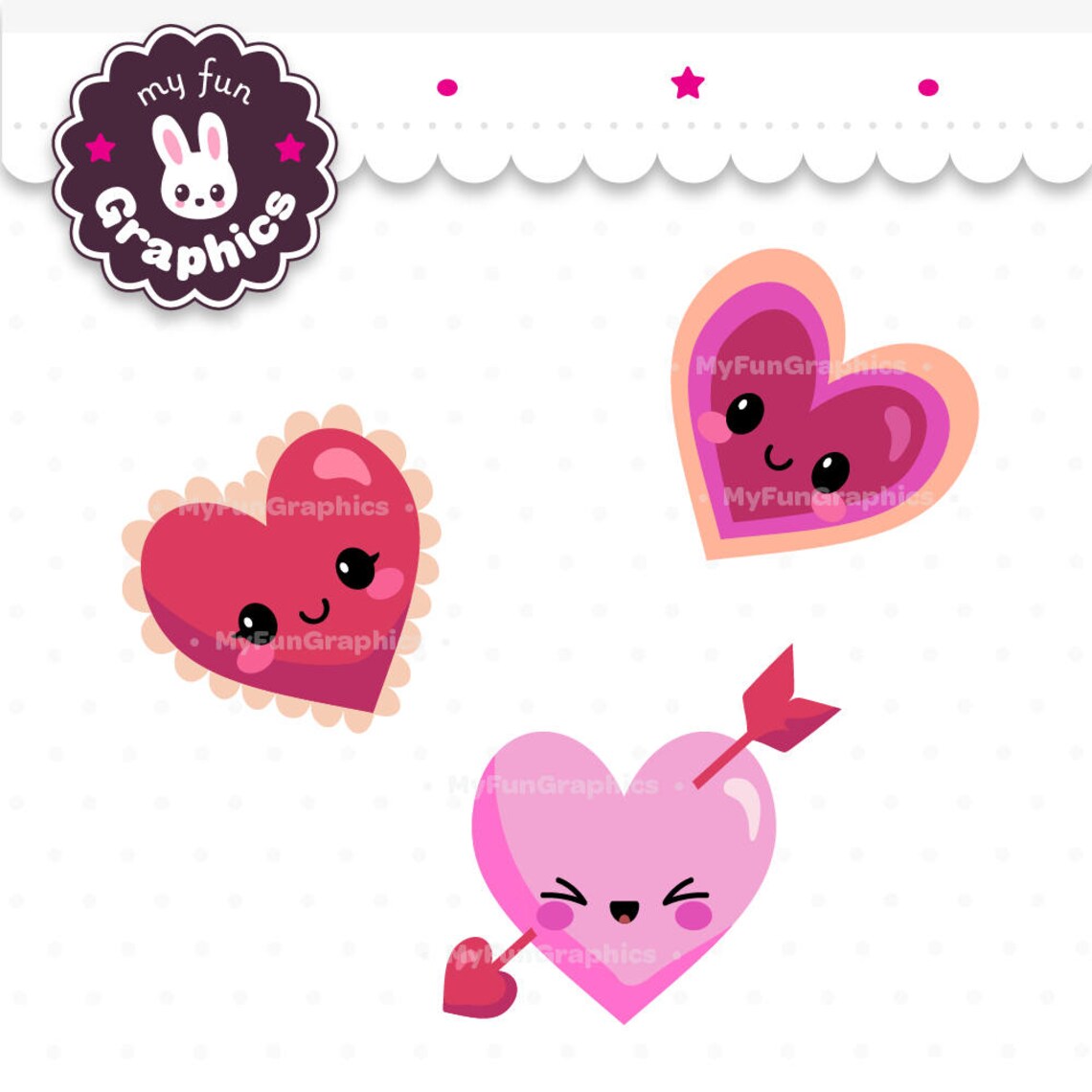 Valentine Kawaii Clipart - Etsy
