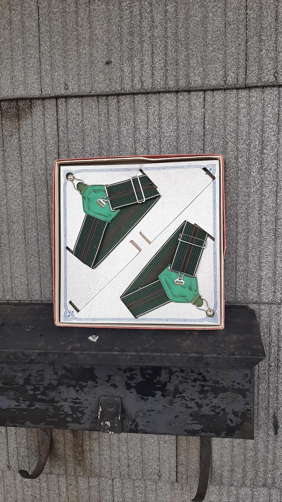 Vintage 1930s 1940s NOS Deadstock Men's Green Garters Original Box ...