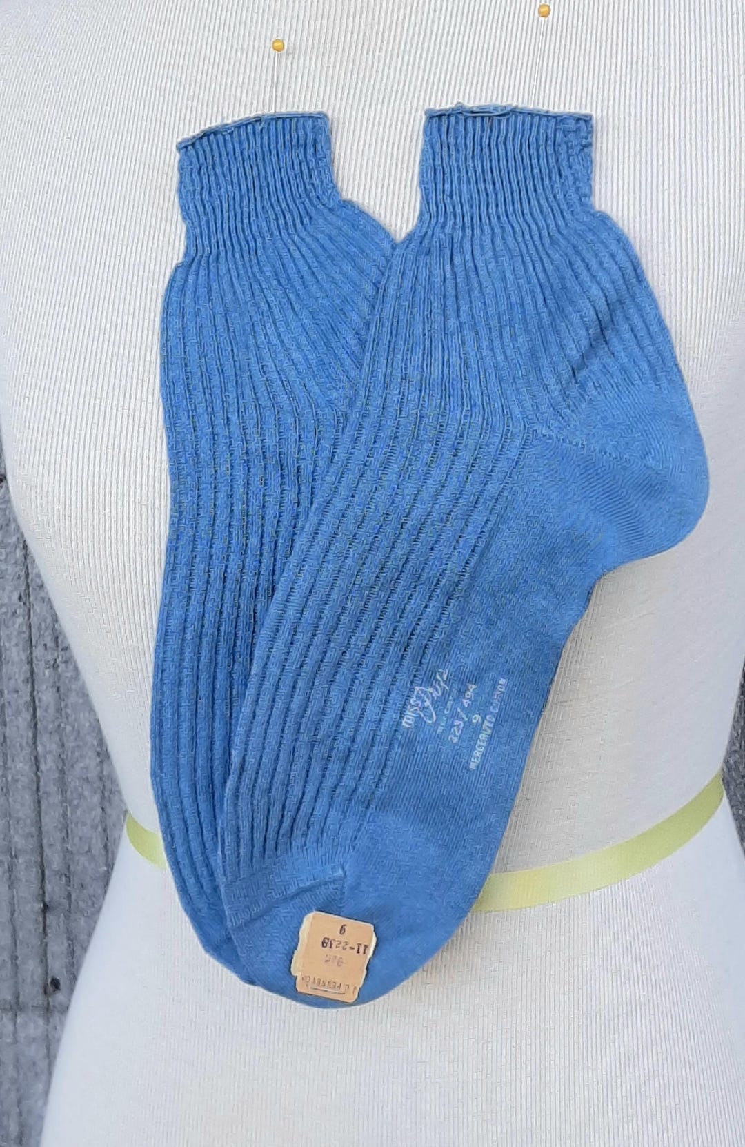 Vintage 1930s 1940s 1950s Miss Prep Blue Ribbed Ankle Socks NOS ...