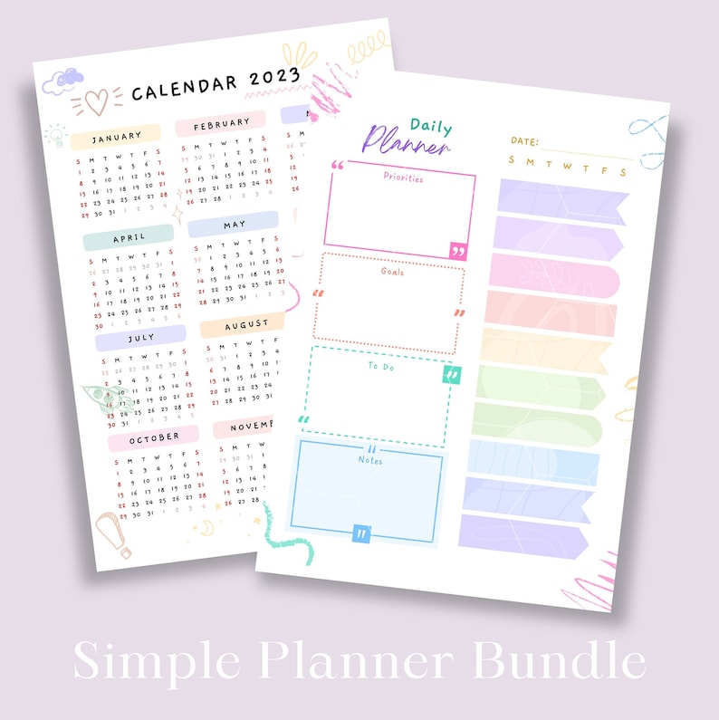 Printable Yearly Calendar 2023 | 2023 Planner | A4 | Horizontal ...