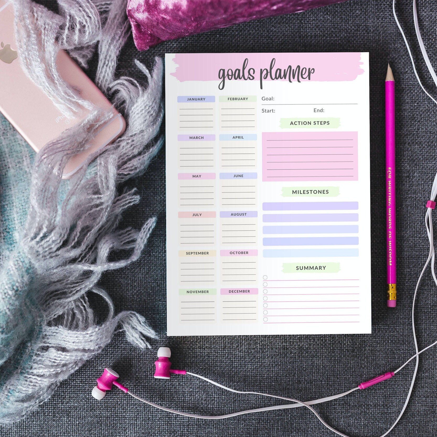 Printable Goal Setter Planning Sheet | Goal Planner | A4 | Portrait ...