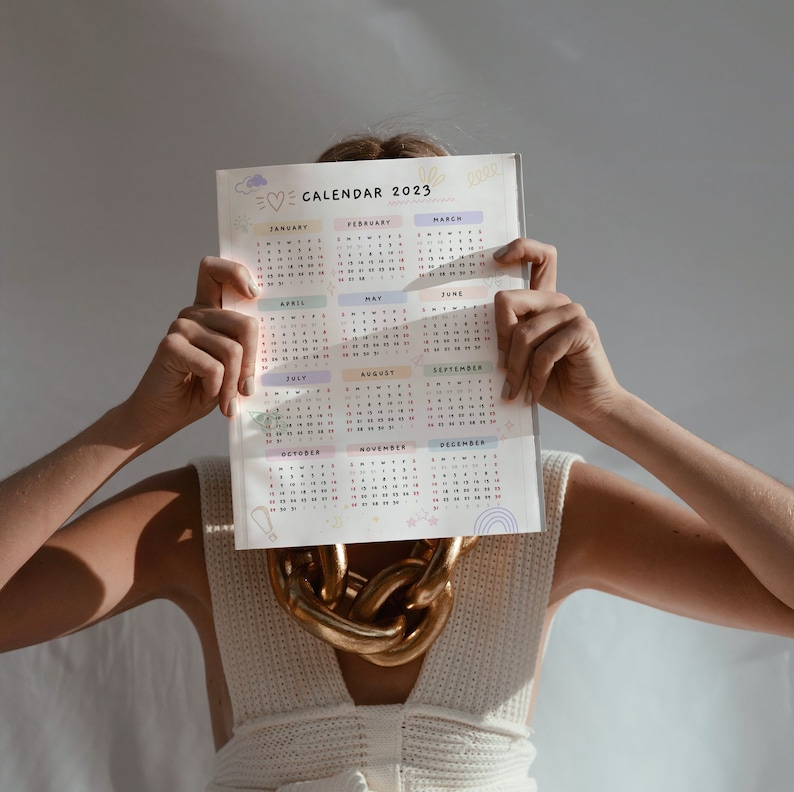 Printable Yearly Calendar 2023 | 2023 Planner | A4 | Horizontal ...