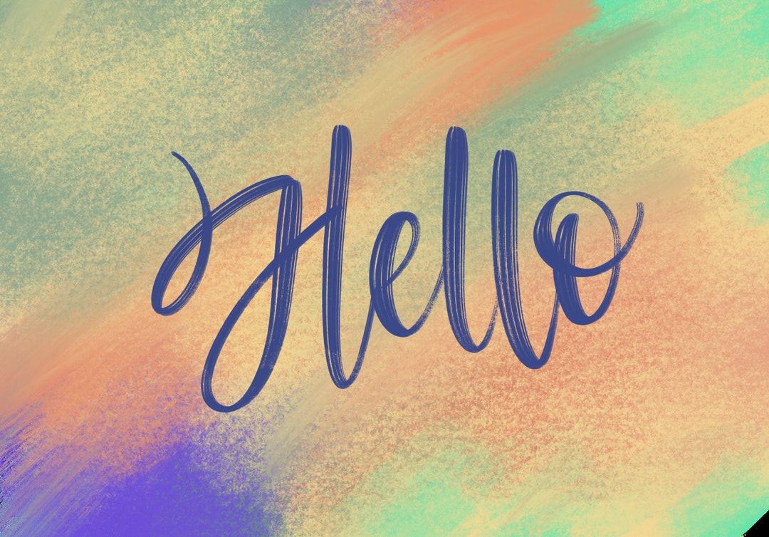 Hello Hand Lettering Digital Print With Pastel Color Background - Etsy